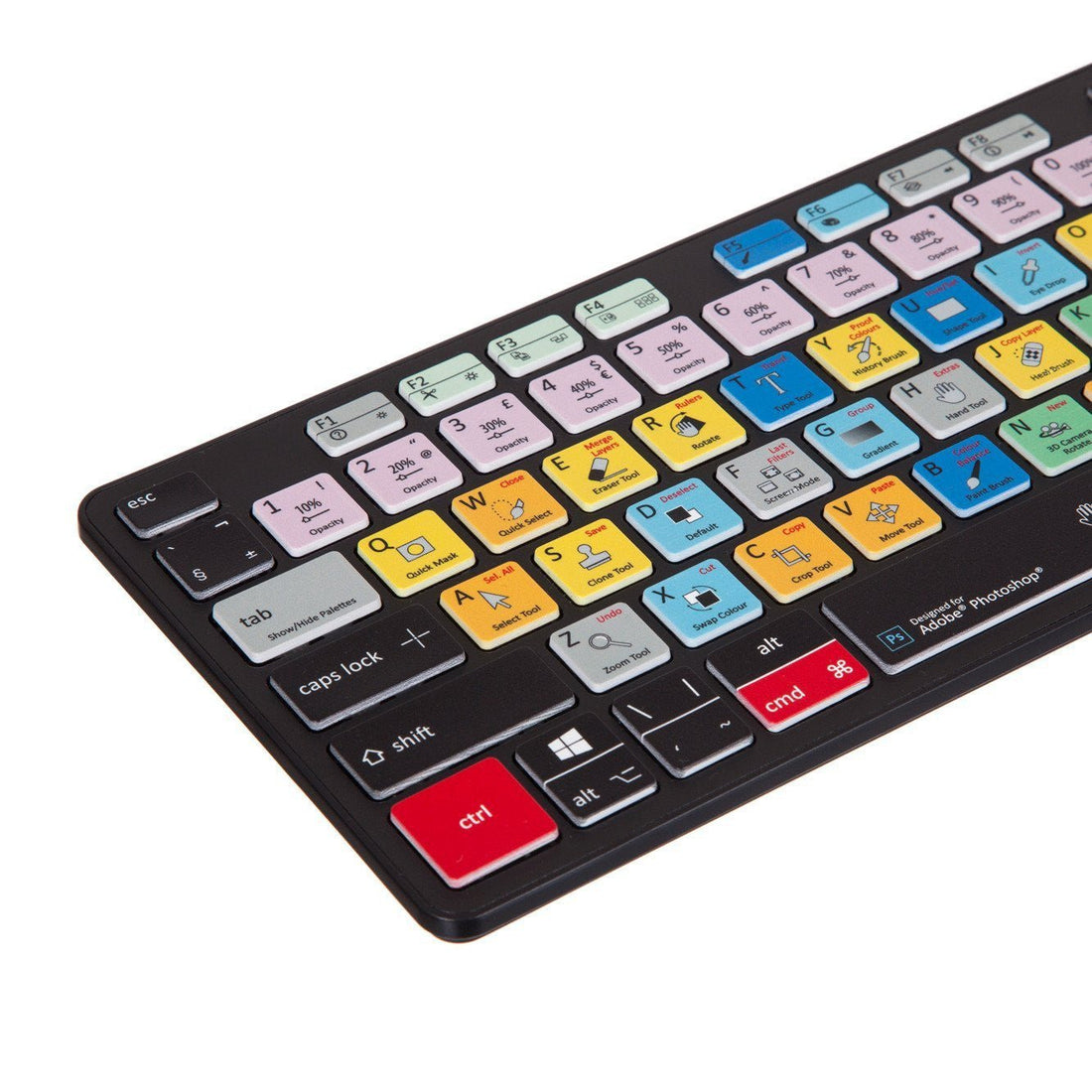 Adobe Photoshop Keyboard - Slimline Wired/Wireless - Shortcut Keys