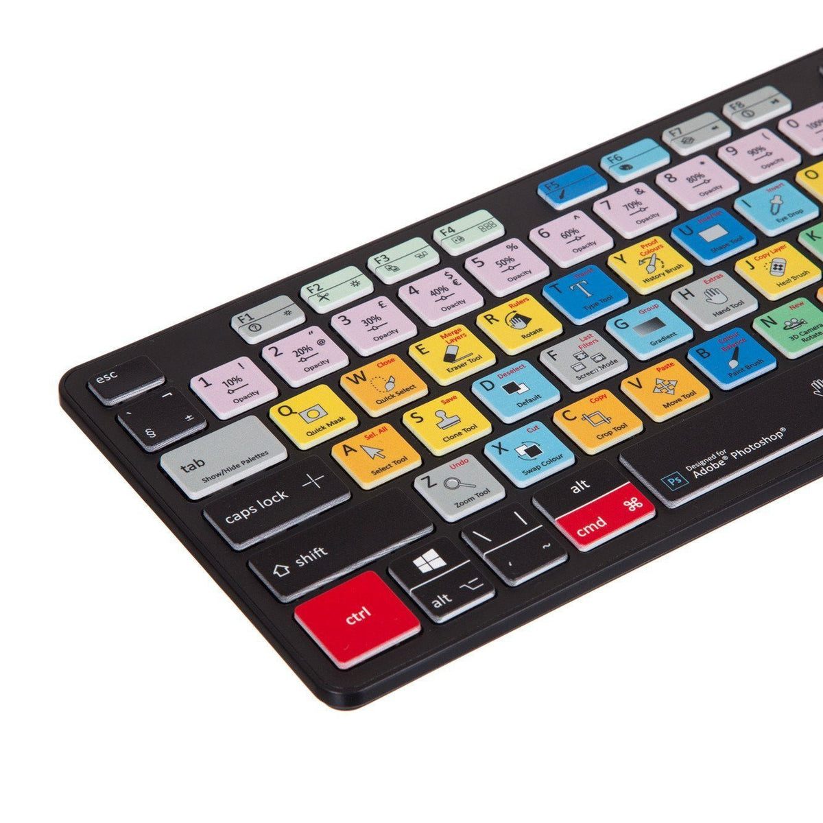 Adobe Photoshop Keyboard - Slimline Wired/Wireless - Shortcut Keys
