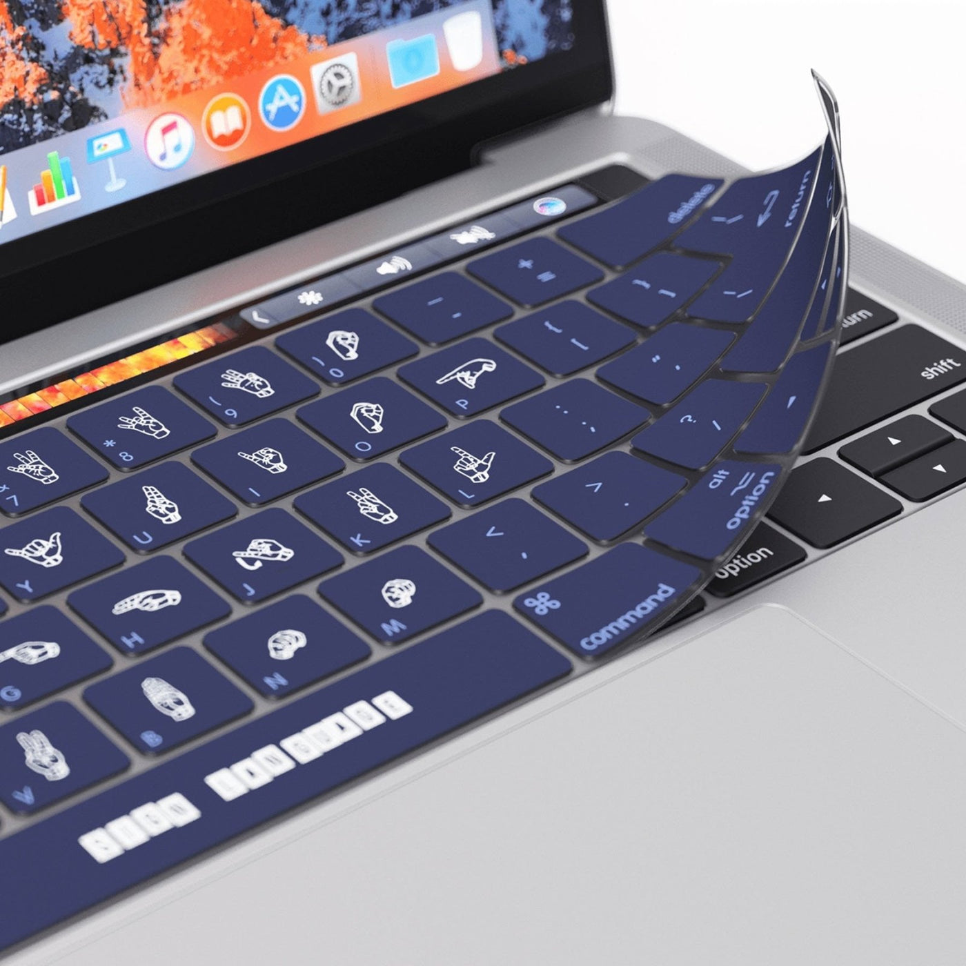 ASL | Sign Language Keyboard Cover for MacBook Pro | Skin Design American