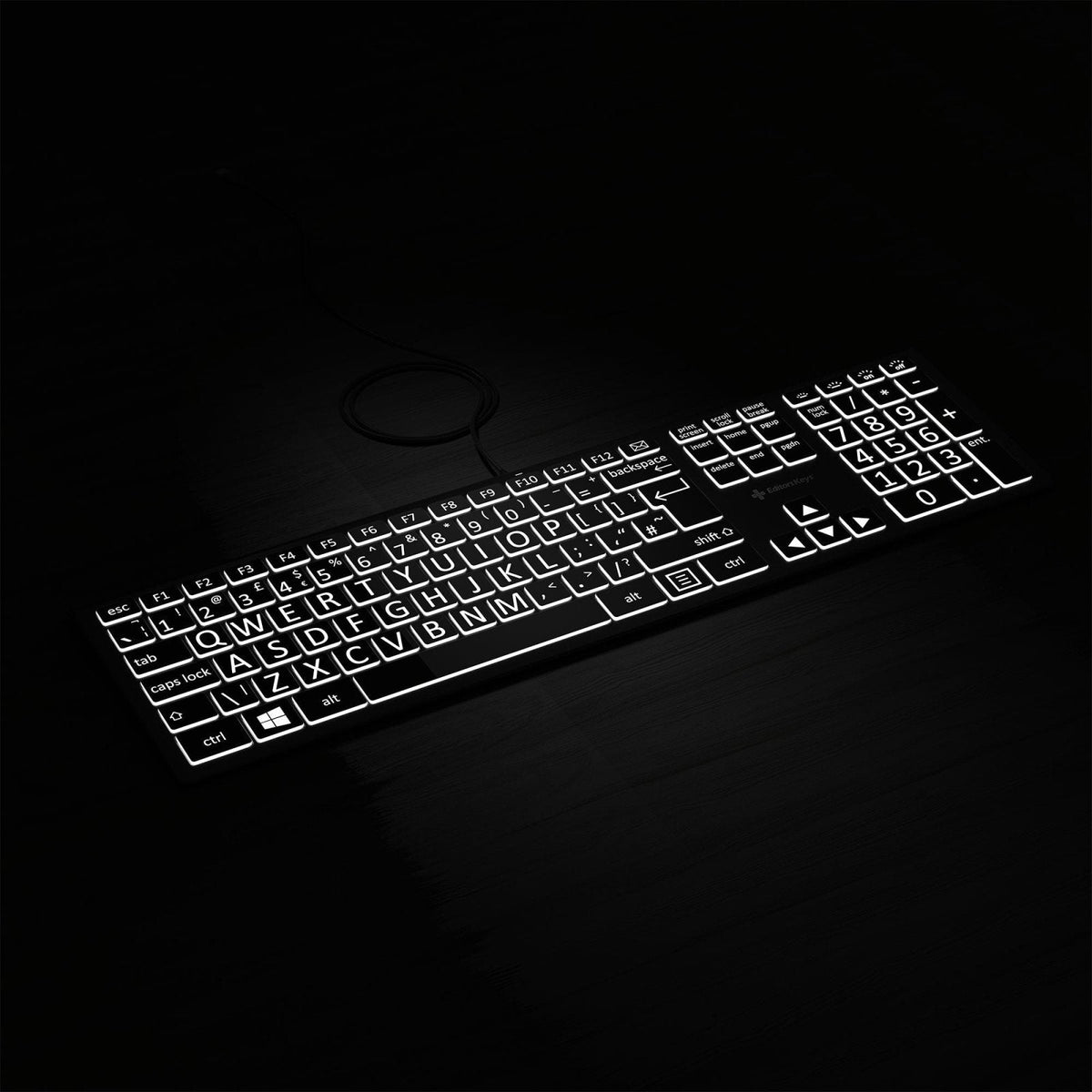 Black and White Backlit Large Print Keyboard for low vision